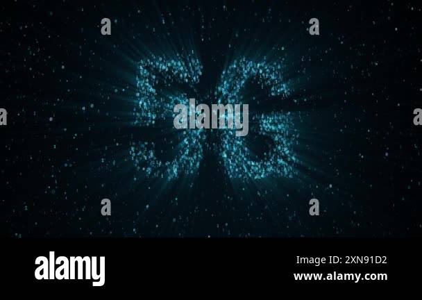 5G technology conception, dynamic animation of chaotically slow moving ...