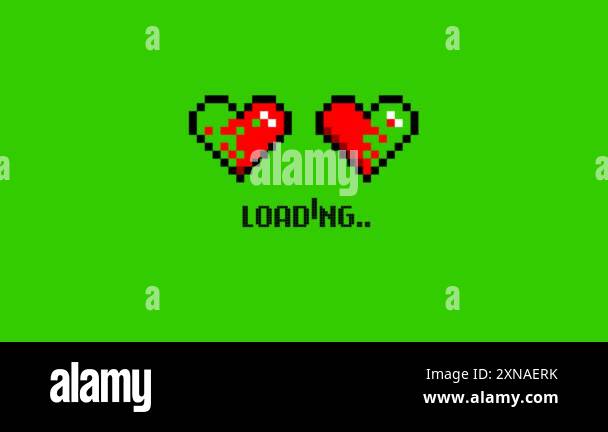 Retro Heart Pixel loading bar animation,Green Screen and loop animation ...