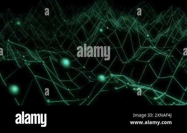 Cybernetic connected plexus stucture blue landscape 4k animation ...