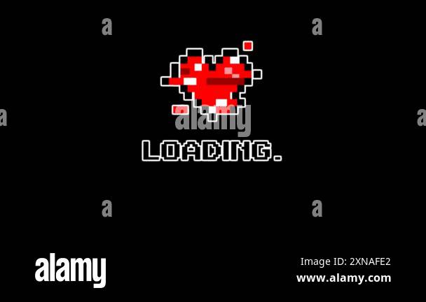 Retro Heart Pixel loading bar animation,Black Background and loop ...
