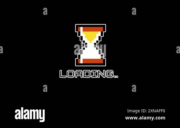 Retro hourglass Pixel loading bar animation,Black Background and loop ...