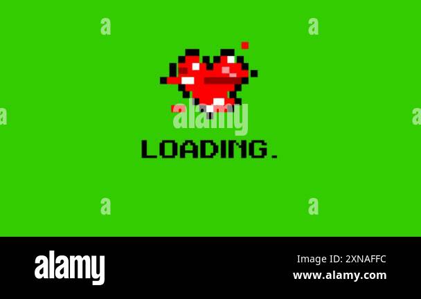 Retro Heart Pixel loading bar animation,Green Screen and loop animation ...