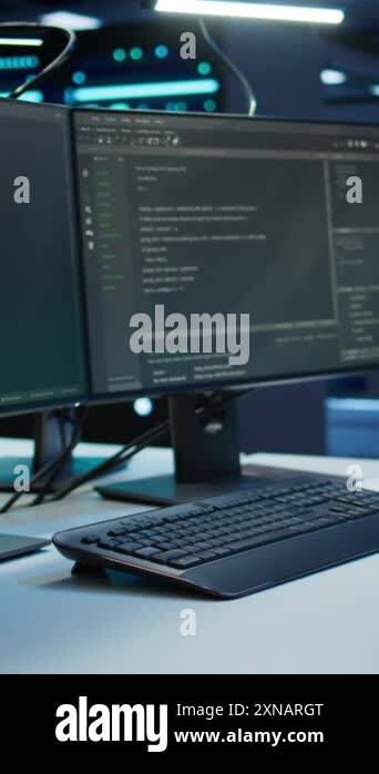 Vertical video Computers in server room used to ensure optimal ...