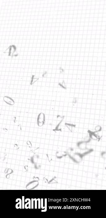 Handwritten numbers float on a white background in a checkerboard ...