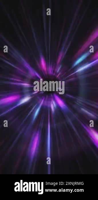 Vertical - flying through a galaxy of stars, light beams and particles at super fast hyperspace ...