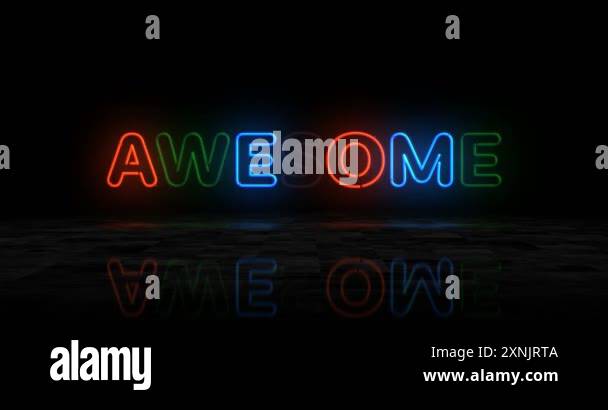 Awesome neon glowing symbol. Light color bulbs. Extraordinary style ...