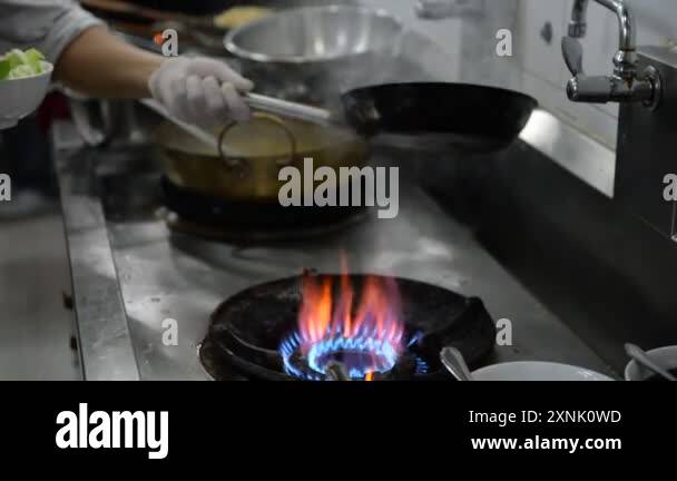Professional kitchen gas cooker hob Stock Videos & Footage - HD and 4K ...