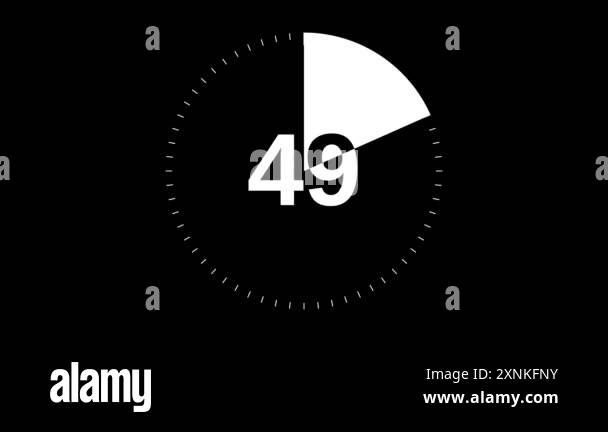 1 Minute Countdown Timer With Radial Animation 60 Seconds White