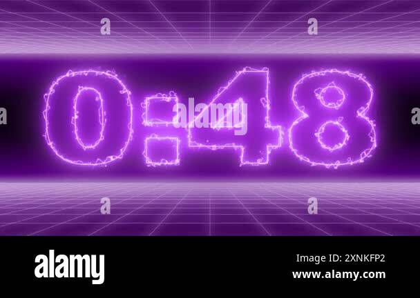 1 Minute Countdown Timer with Electric Animation. Purple Electric 60 Seconds Countdown on a ...