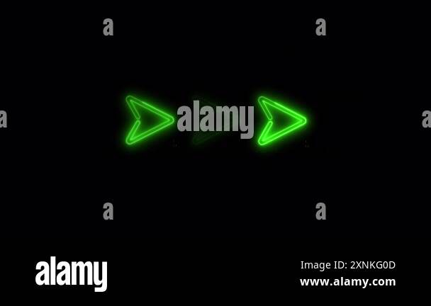Vibrant Green Neon Arrows Animation on Transparent Background. Ponting ...