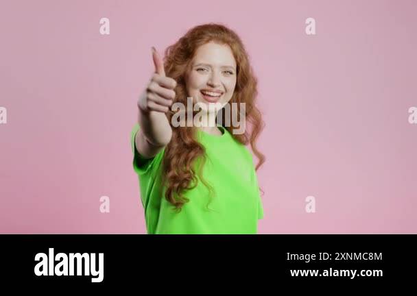 Happy woman with hand sign like, thumbs up gesture. Happy lady, correct ...