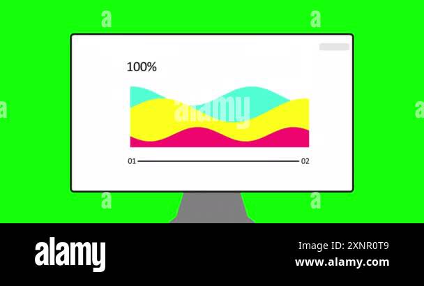 Loop animation of simple Area graph. Animated Infographic on green ...