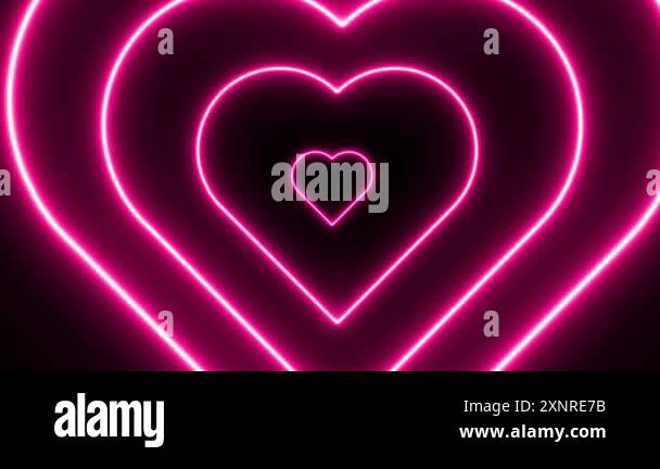 Neon Lights Love Heart Tunnel and Romantic Abstract Glow Particles - 4K ...
