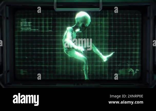 A 3D digital Sci-Fi style data screen featuring a central animated ...