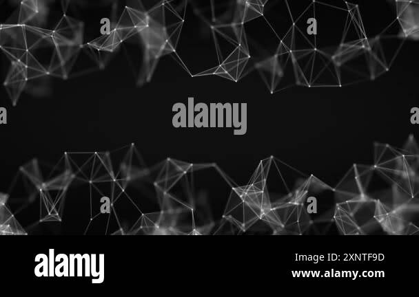 Black and white plexus effect. Particles and polygons fly slowly, a ...