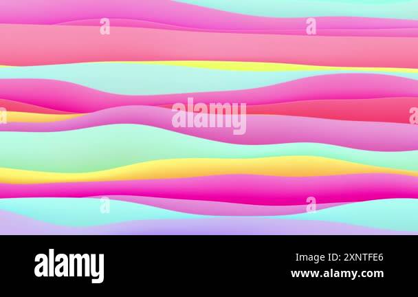 3D animation of wavy colourful layers, 4K abstract animated background ...