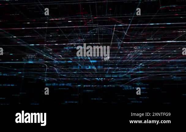 Cloud technology and cloud computing symbol, random moving hash codes and others elements which ...