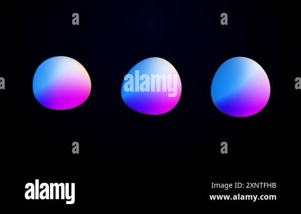 Three sphere shapes in holographic colors with fractal noise effect. 4K ...