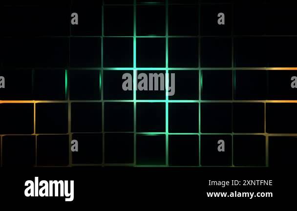 3D render futuristic animated background from cube shapes with neon ...