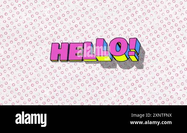 HELLO! - comics style 3D text with shadow on paper textured background ...