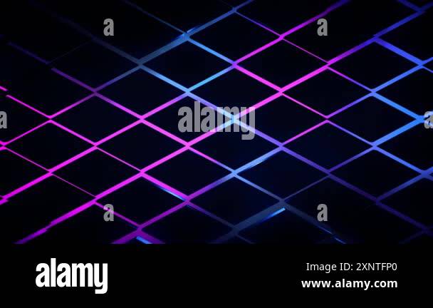 3D render futuristic animated background from rhomb shapes with neon ...