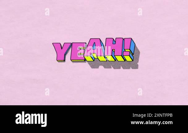 YEAH! - comics style 3D text with shadow on paper textured background ...
