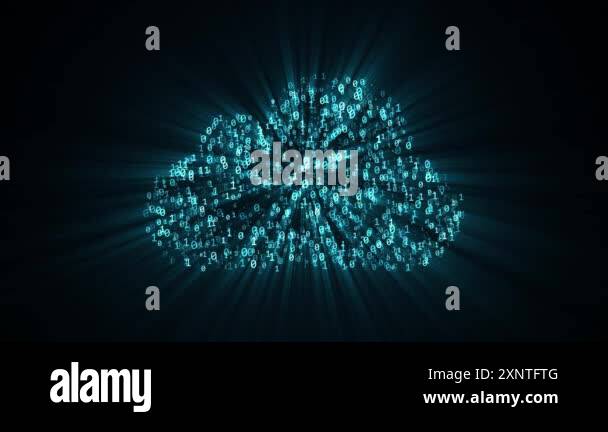 Cloud technology conception, chaotically slow moving zero and one real digits as a symbol of ...