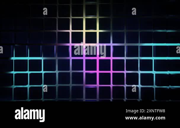 3D render futuristic animated background from cube shapes with neon ...