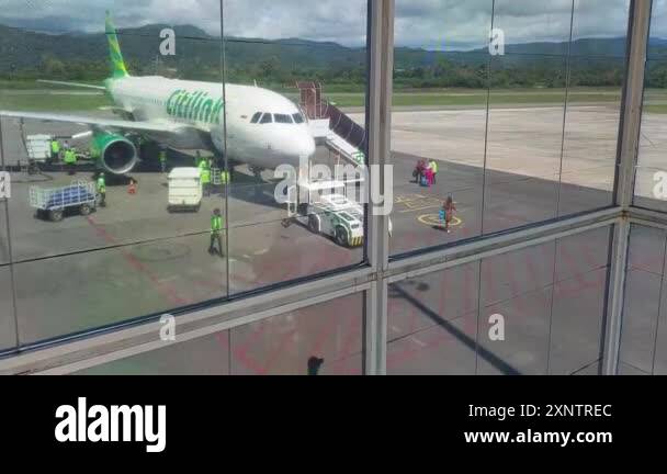 Labuan Bajo, Indonesia - 03122023: Komodo Airport. An airplane at an ...