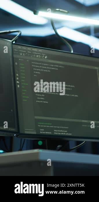Vertical video Computers in data center facility used for managing hardware mainframe energy ...