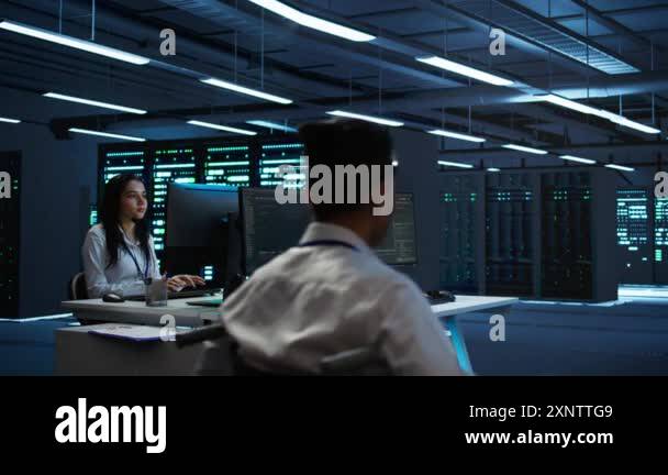 Person with disability in inclusive high tech server room facility ...