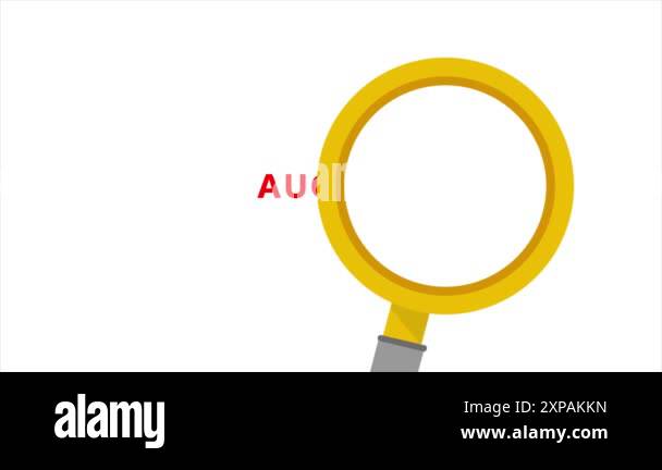 August Text Magnifying Glass on white background, Month of August Text ...