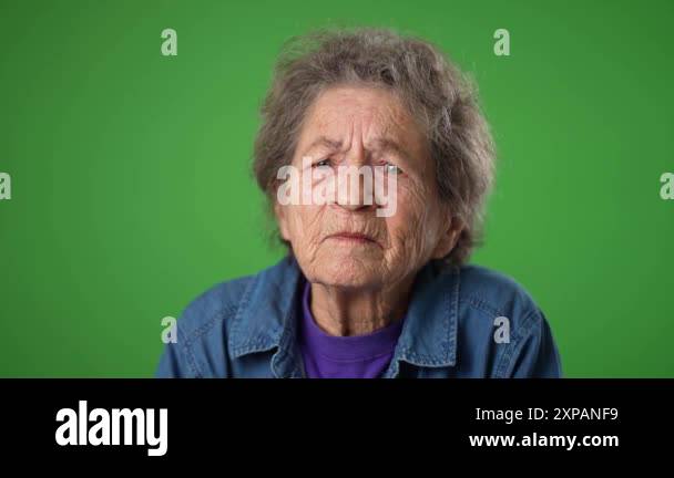 Tired depressed elderly mature toothless old woman 80s with migraine ...