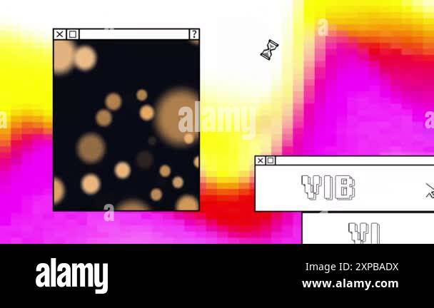Animation of digital interfaces with light spots and vibes text on ...