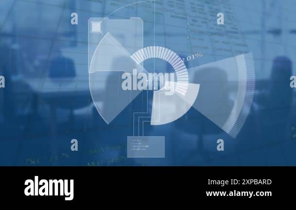 Data analytics and charts animation over office background. teamwork ...