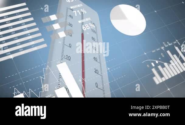 Displaying global temperature data animation with thermometer and world ...