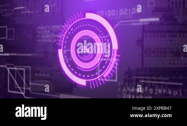 Rotating Elements And Numbers In Futuristic Digital Interface Data Processing Animation