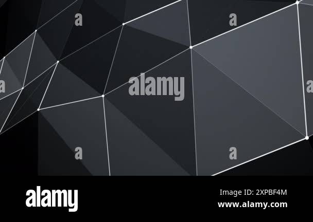 Abstract 3D animated background motion transformation white dots lines in plexus grid on dark ...