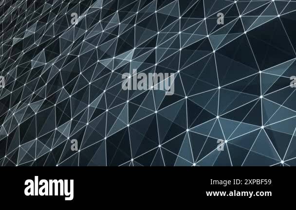 Abstract 3D animated background motion transformation white dots lines in plexus grid on dark ...