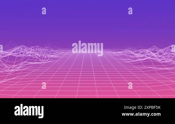 Futuristic animation of seamless empty virtual space with ramp background and scrolling ...