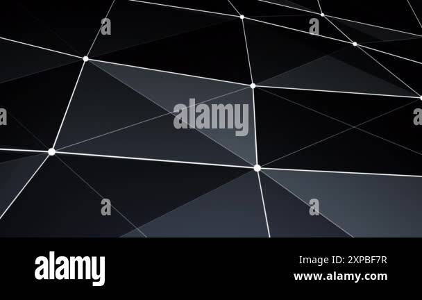 Abstract 3D animated background motion transformation white dots lines in plexus grid on dark ...