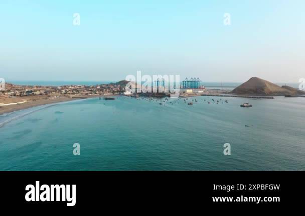 Chancay seaport. Located in Peru, Mega port under construction by the ...