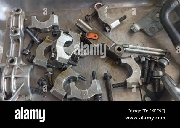Bolts and parts of car engines. Parts of a car engine Stock Video ...