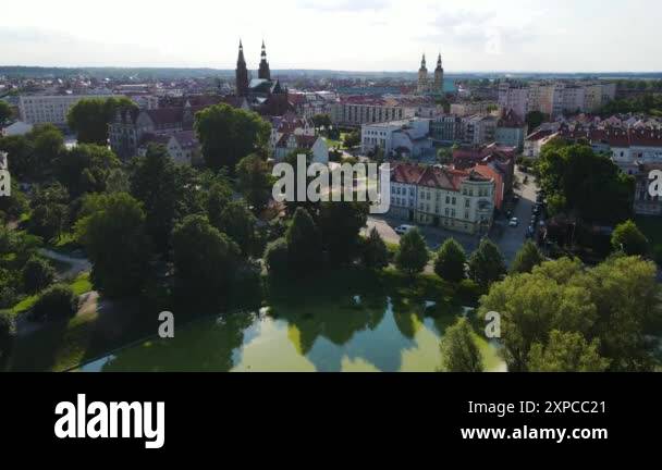 Legnica, Poland Medieval architecture of ancient Polish city from above ...