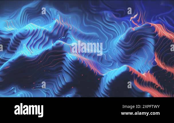 3D abstract wave lines animation of glowing digital luxurious ...