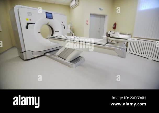 ALMATY, KAZAKHSTAN - MARCH 15 2024: CT scan room features CT scanner ...