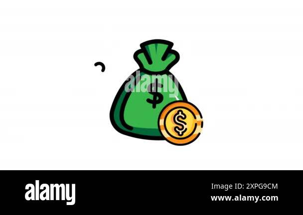 Animated money bag icon . Seamless looping video with alpha channel on ...
