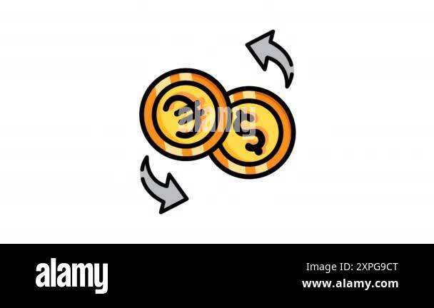 Animated finance exchange with euro and dollar icon . Seamless looping ...