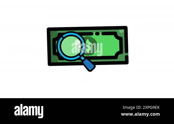 Animated money magnify icon . Seamless looping video with alpha channel ...