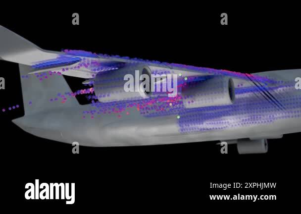 video showing airplane aerodynamic flight physics with airflow patterns ...